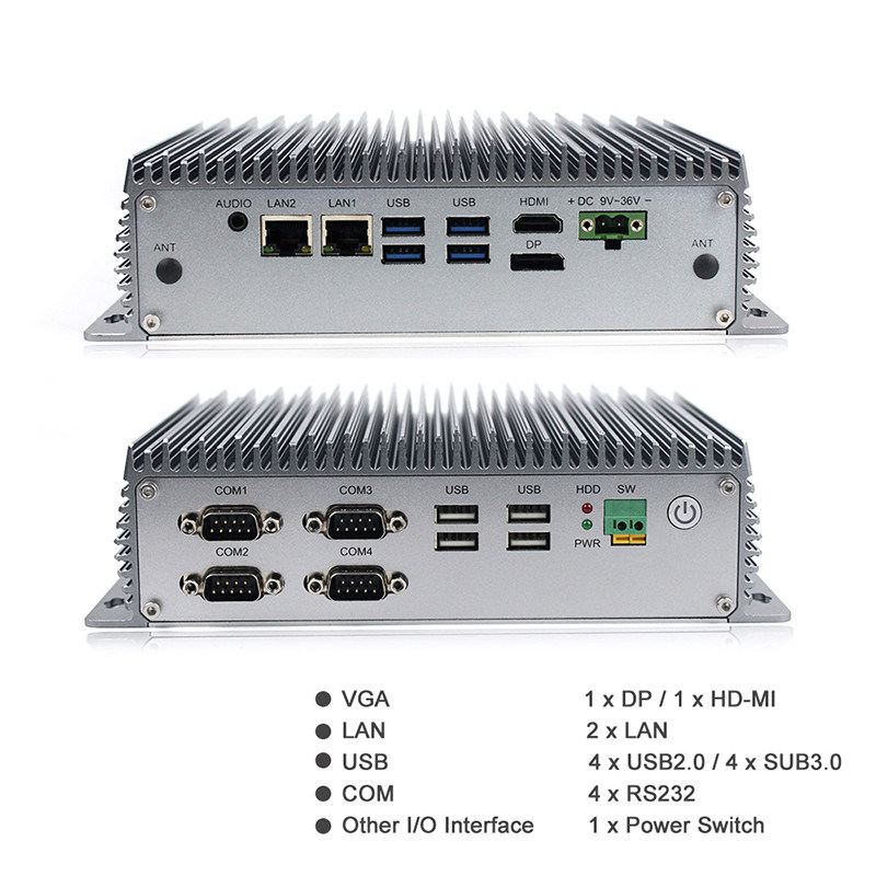 Intel I7 4g Lte Din Rail Industrial Pc, X86 Rs232 Rs485 Windows 8 Mini Pc